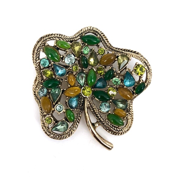 Monet | Jewelry | Vintage Monet Clover Shamrock Gold Brooch Pin | Poshmark